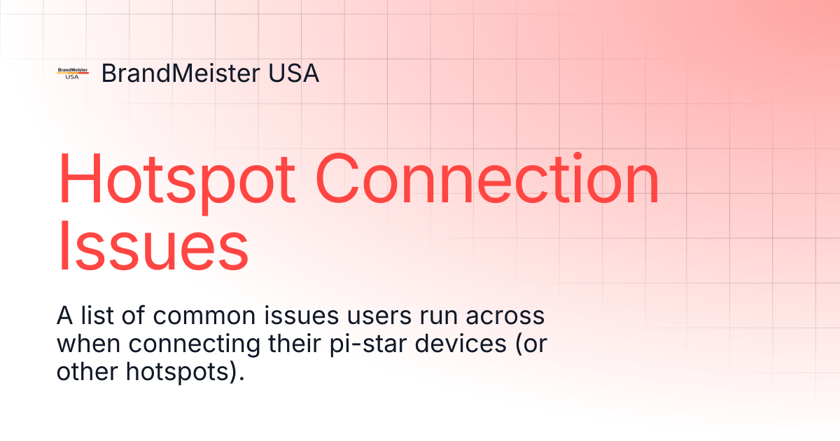 Hotspot Connection Issues | BrandMeister USA
