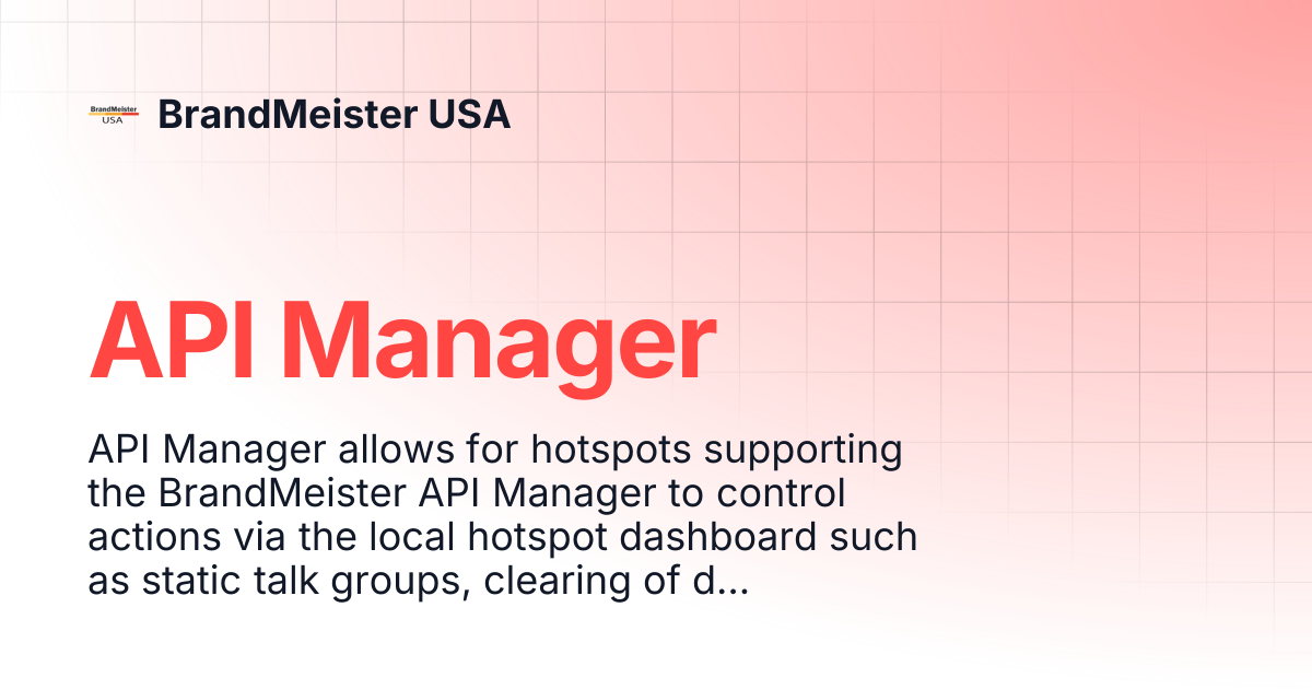 API Manager | BrandMeister USA